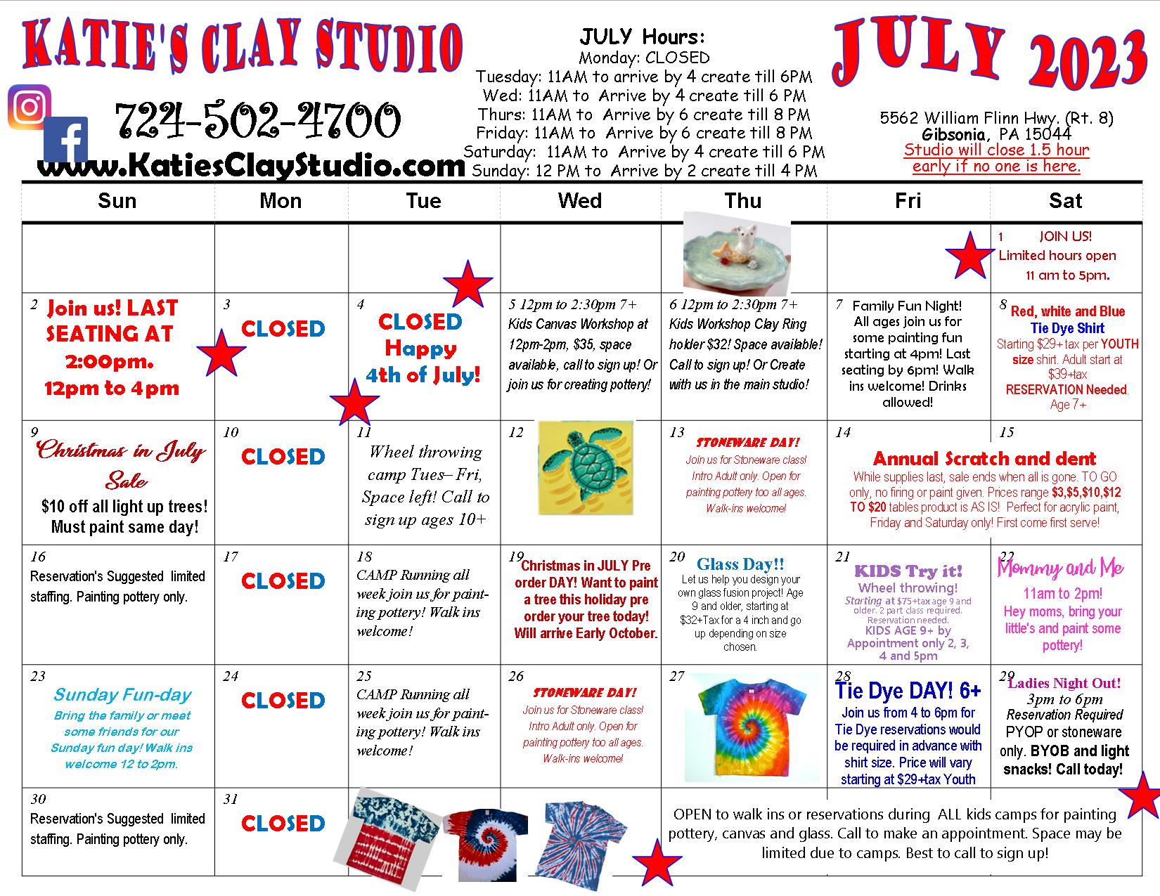 July-2023 - Katie's Clay Studio
